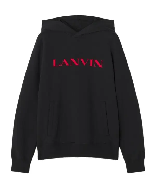 LANVIN Logo Embroidered Kangaroo Pocket Hoodie