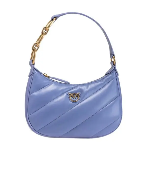 Pinko Logo Plaque Quilted Mini Shoulder Bag - Blue