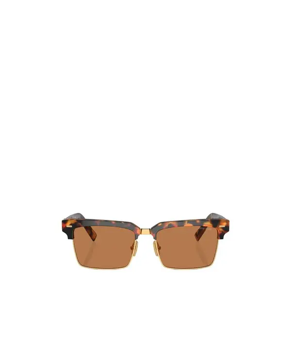 Miu Miu Square Frame Sunglasses With Logo Detail - Brown