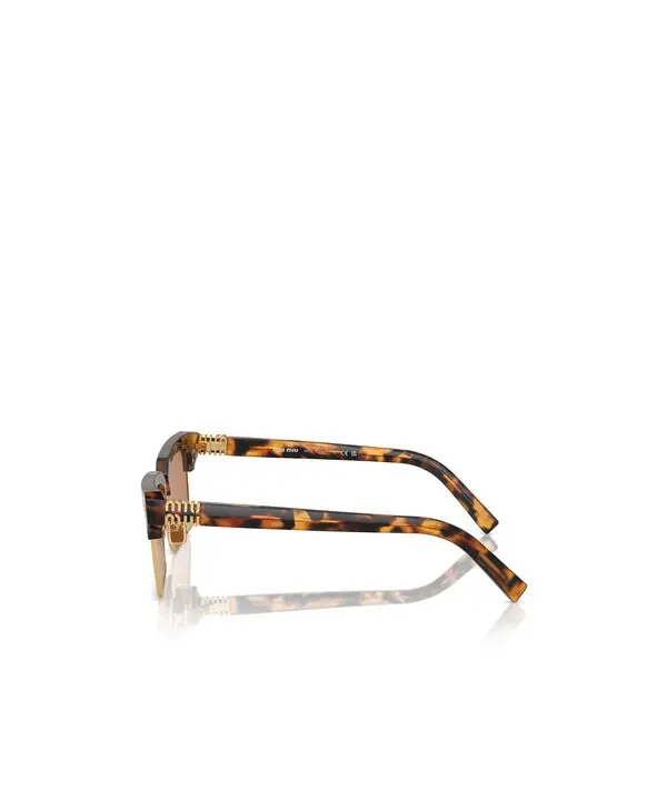 Miu Miu Square Frame Sunglasses With Logo Detail - Brown