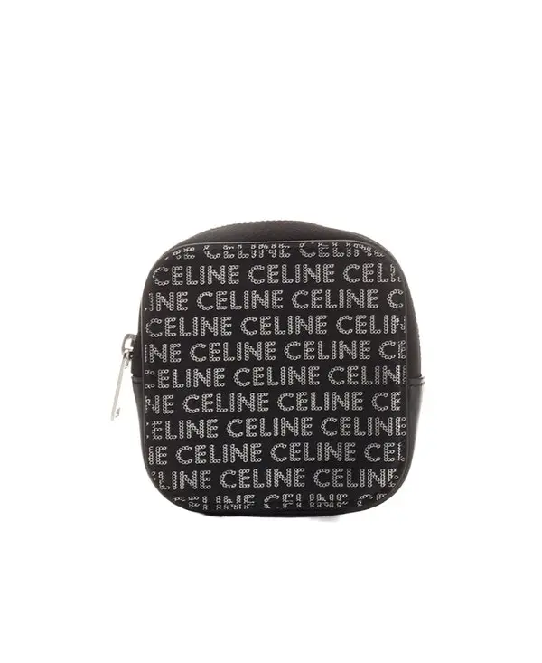 Celine Logo Zipper Wallet - Black