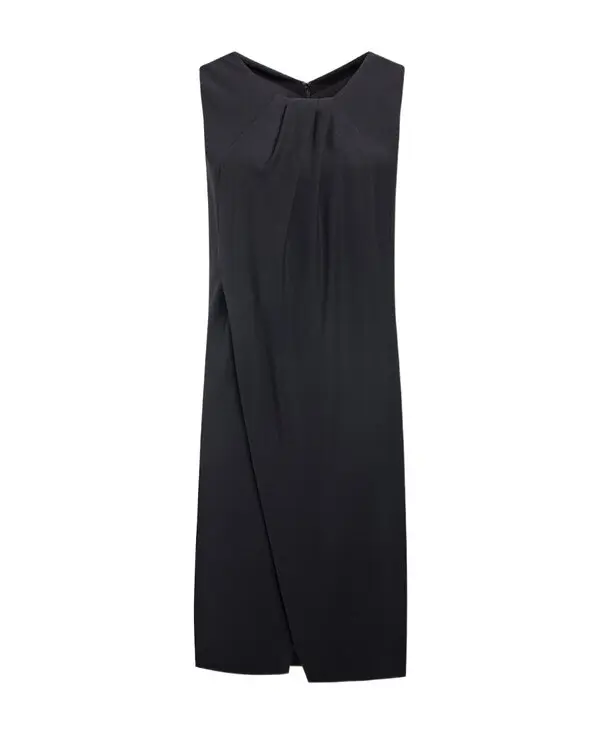 Emporio Armani Sleeveless Round Neck Dress With Pleated Details
