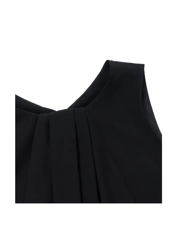 Emporio Armani Sleeveless Round Neck Dress With Pleated Details