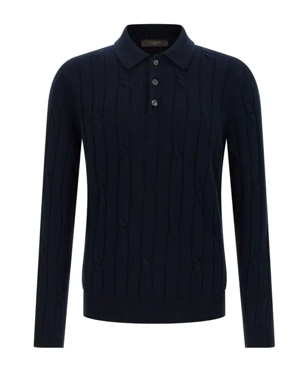 ZANONE Braided Stitch Polo Shirt - Blue