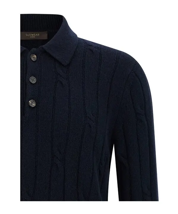 ZANONE Braided Stitch Polo Shirt - Blue