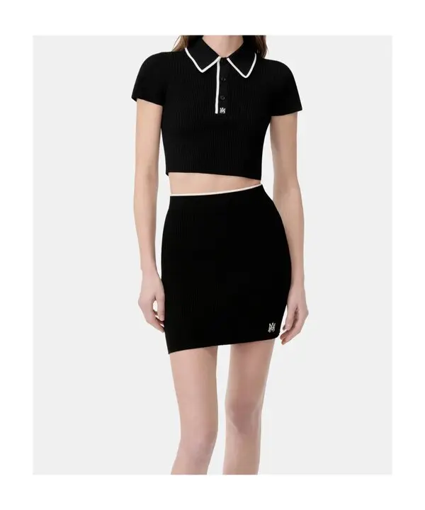 Amiri Ribbed Knit Polo With Contrast Trim