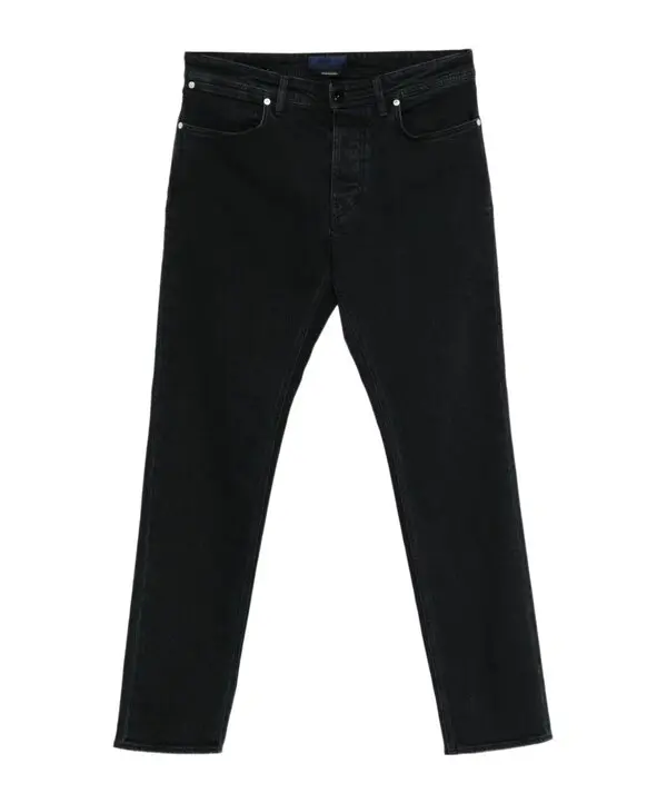 Stone Island Logo Patch Slim Fit Jeans - Black