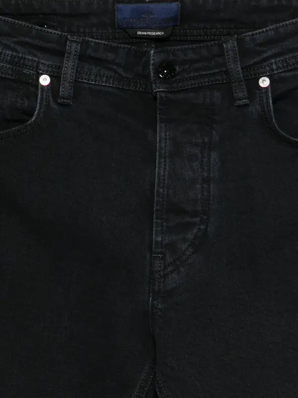 Stone Island Logo Patch Slim Fit Jeans - Black
