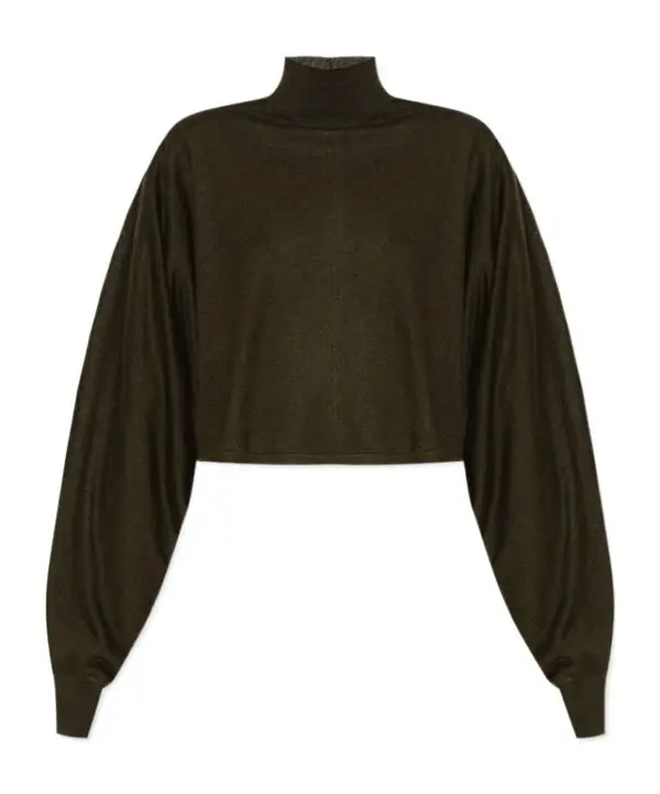 Alaïa Long Sleeve Open Back High Collar Top - Black
