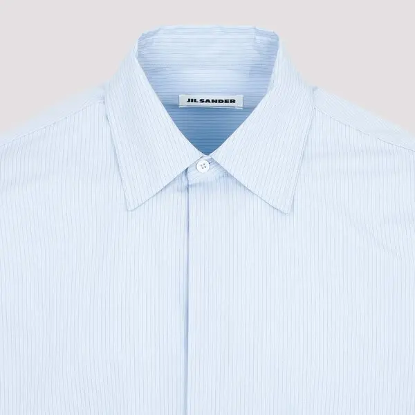 JIL SANDER Pinstriped Long-sleeved Shirt - Blue