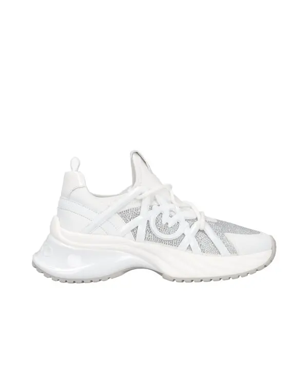 Pinko Love Birds Paneled Lace-up Sneakers - White