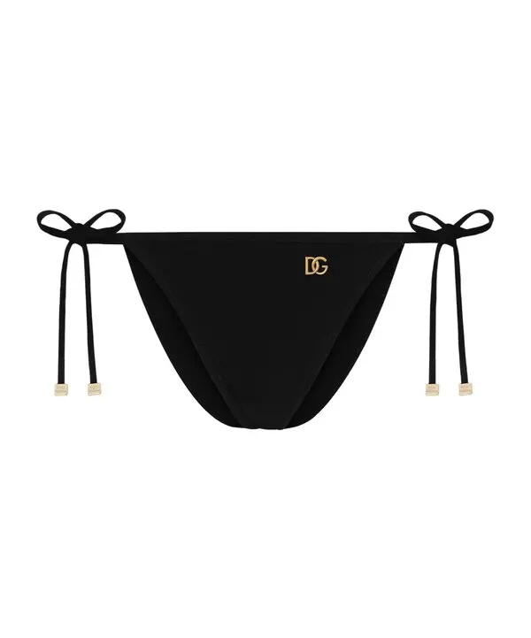 Dolce & Gabbana Logo Plaque Side-tie Bikini Bottom - Black