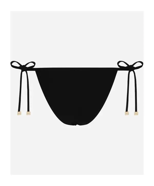 Dolce & Gabbana Logo Plaque Side-tie Bikini Bottom - Black