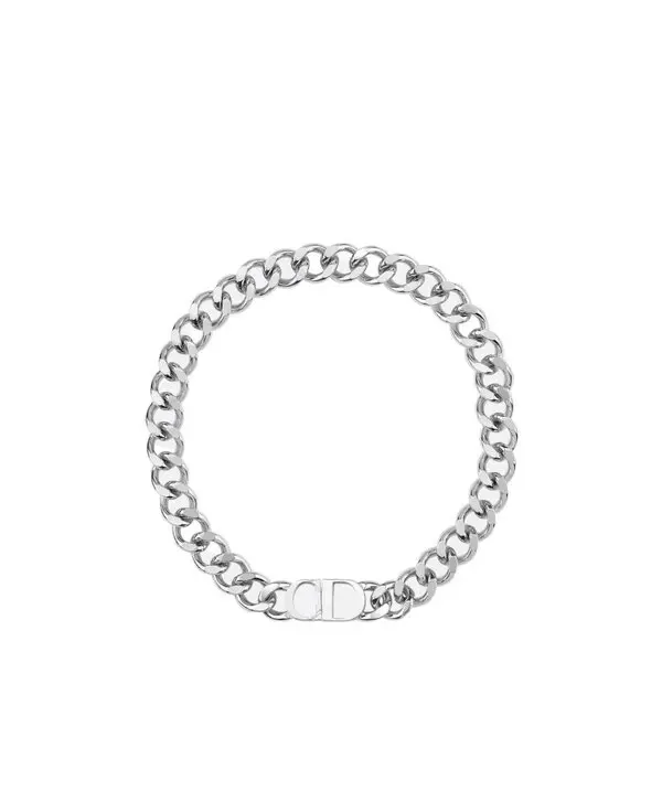 Dior Cd Icon Chain Link Necklace - White