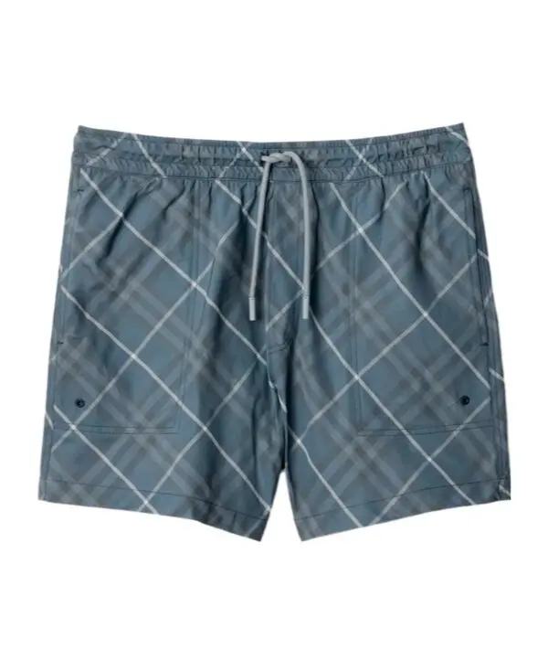 Burberry Check Drawstring Swim Shorts - Pewter