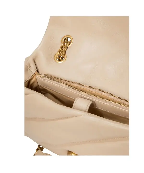 Pinko Love Classic Puff Maxi Quilted Shoulder Bag - Beige