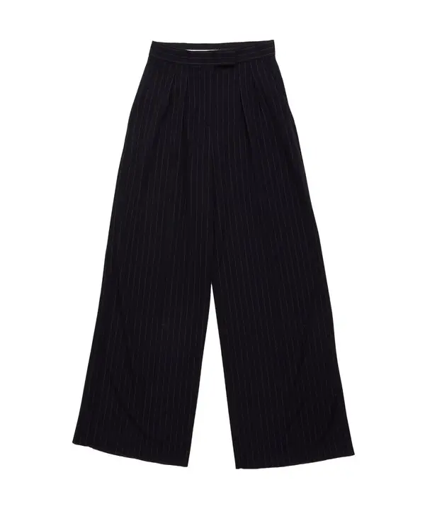 Max Mara Pinstriped Wide-leg Trousers - Black