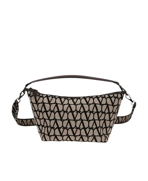 Valentino Garavani Toile Iconographe Vlogo Shoulder Bag - Black