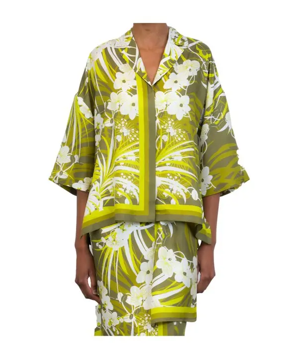 Max Mara Printed Shirt With Lapel Collar And Three-quarter Sleeves