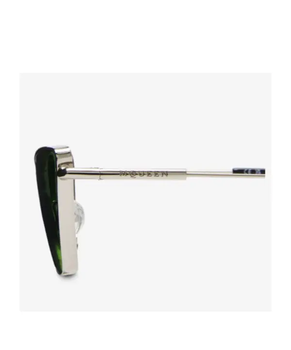 Alexander McQueen Silver-tone Cat Eye Sunglasses - Silver/green