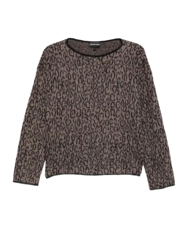 Emporio Armani Long Sleeve Leopard Print Jumper