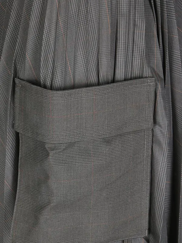 Sacai Glen Check Pleated Midi Skirt With Belt Loops