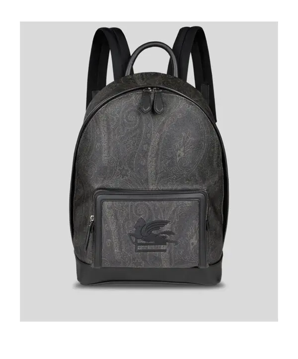 Etro Pegaso Motif Paisley Jacquard Backpack - Black