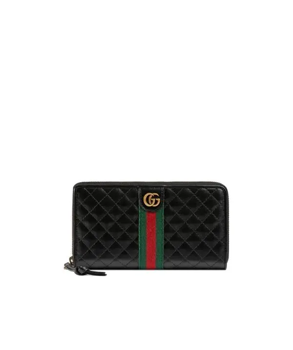 Gucci Double G Quilted Zipper Purse - Black