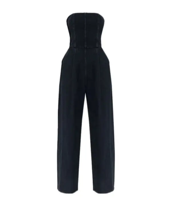 AGOLDE Strapless Denim Jumpsuit With Side Pockets - Dkblueblk