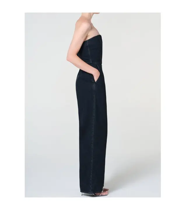 AGOLDE Strapless Denim Jumpsuit With Side Pockets