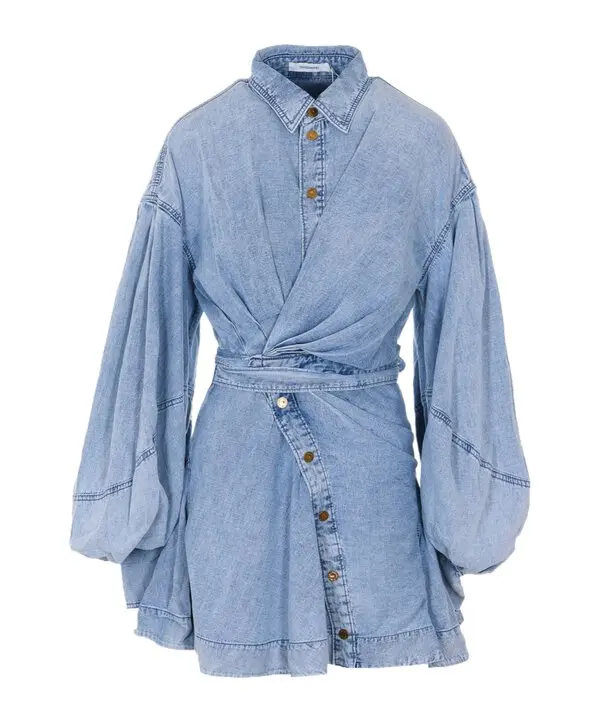 Zimmermann Rebellion Denim Wrap Mini Dress