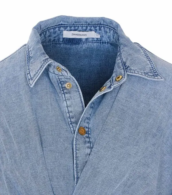 Zimmermann Rebellion Denim Wrap Mini Dress