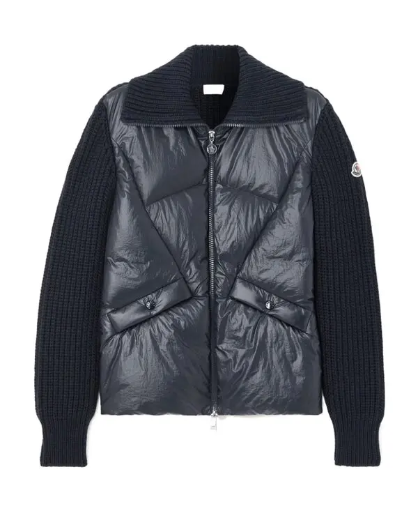 Moncler Ribbed Down Jacket With Zip Closure