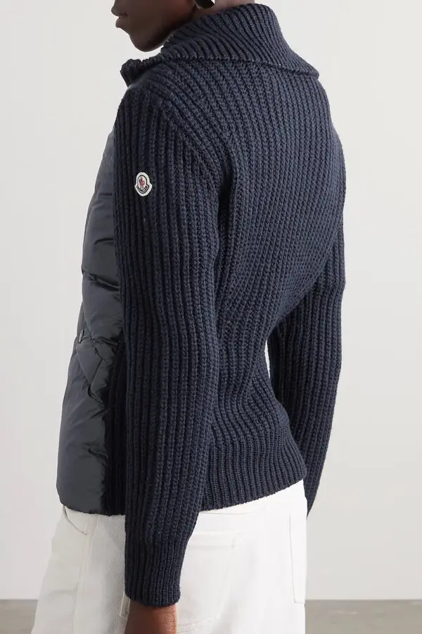 Moncler Ribbed Down Jacket With Zip Closure