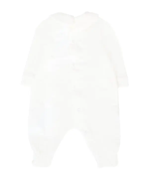 Moschino Long-sleeve Romper And Bib Set With Teddy Bear Graphic