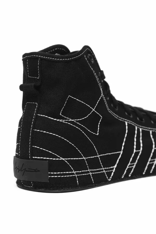 Y3 Nizza Hi Lace-up Canvas And Suede Sneakers