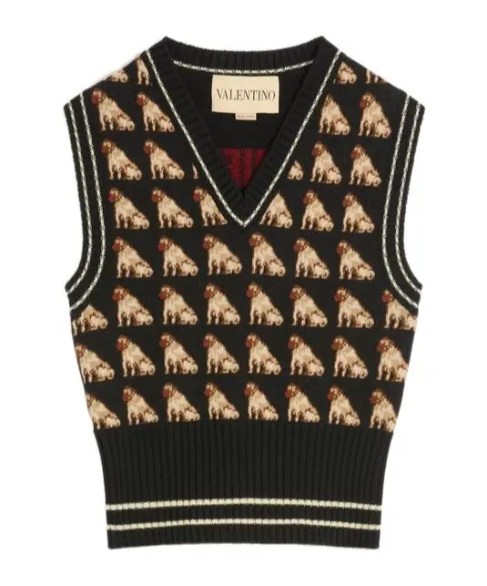 Valentino Garavani Petit Charles Jacquard Wool Gilet - Black