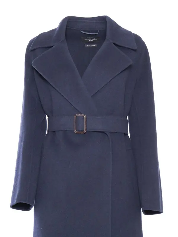 Max Mara Belted Long-sleeved Coat - Blue
