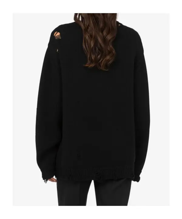 Moschino Smiley Face Cut-out Distressed Sweater