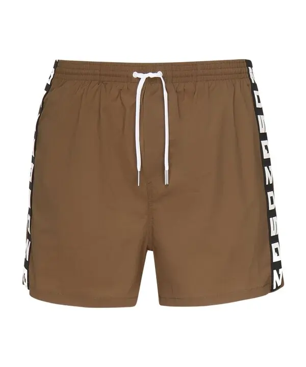 Dsquared2 Logo Tape Drawstring Swim Shorts - Brown