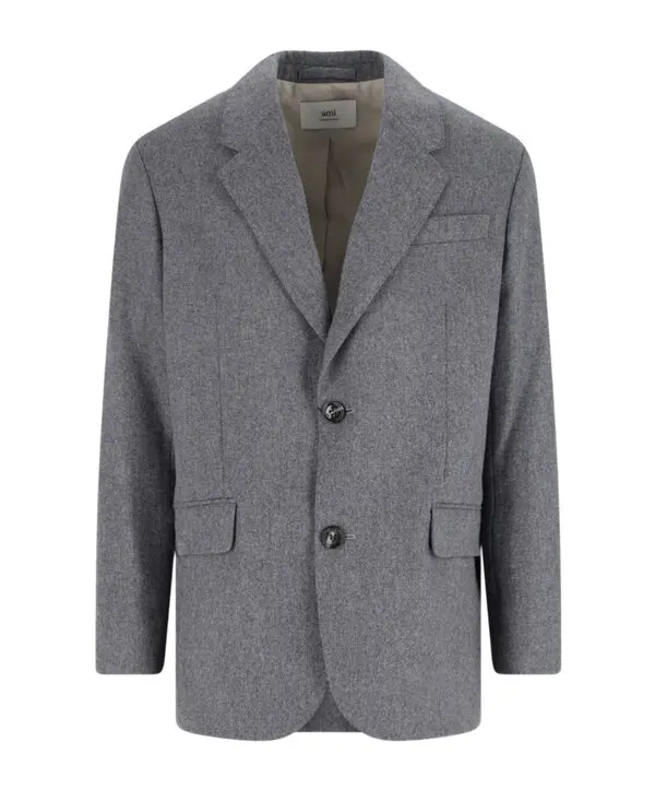 Ami Mélange-effect Wool Blazer - Gray