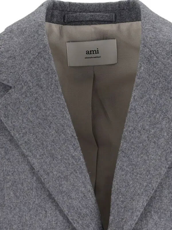 Ami Mélange-effect Wool Blazer - Gray