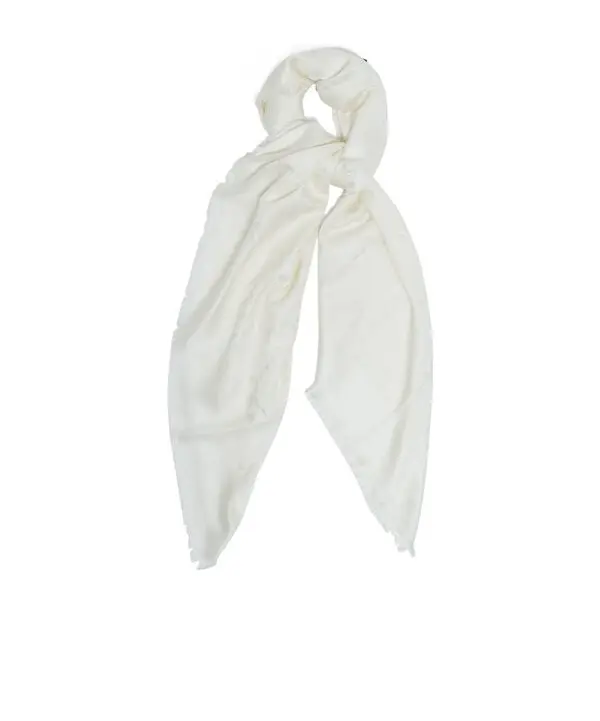 Gucci Gg Jacquard Frayed-edge Shawl - White