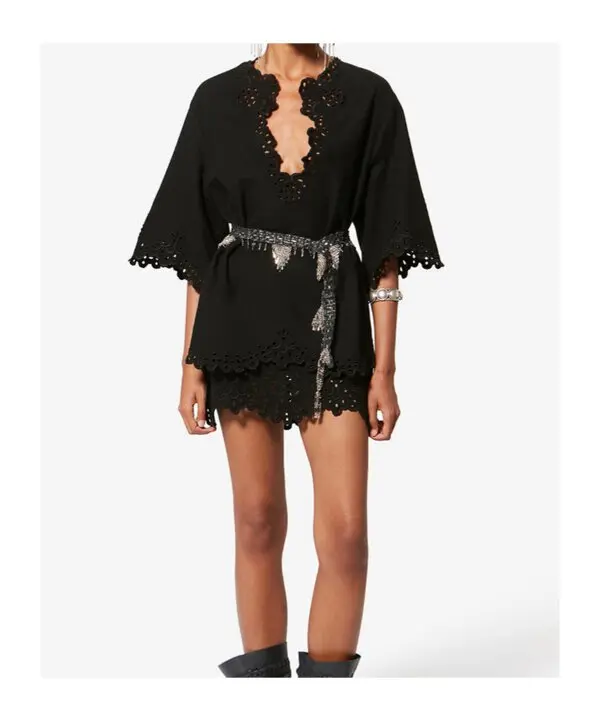 Isabel Marant Étoile Shana Cutwork Embroidered Shirt - Black