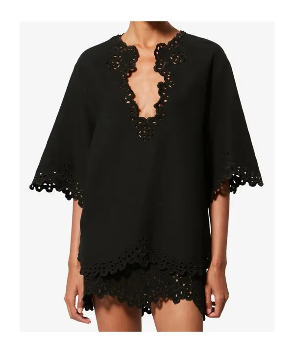 Isabel Marant Étoile Shana Cutwork Embroidered Shirt - Black