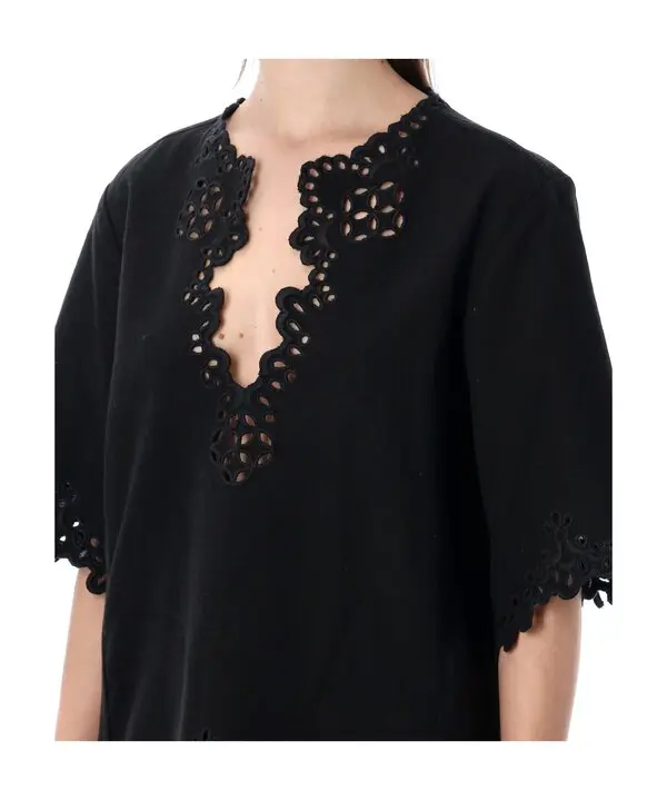 Isabel Marant Étoile Shana Cutwork Embroidered Shirt - Black