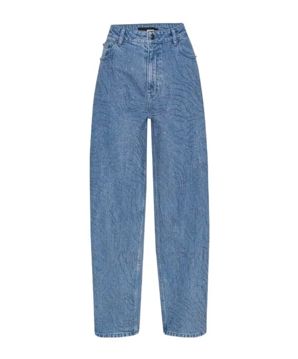 ROTATE BY BIRGER CHRISTENSEN Rhinestone-embellished Wide-leg Jeans - Blue
