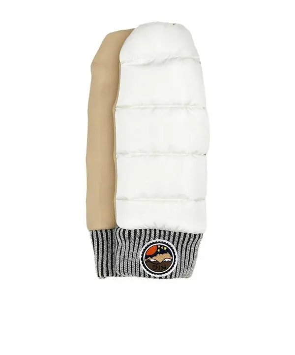 Chloé Logo Patch Padded Mittens - White