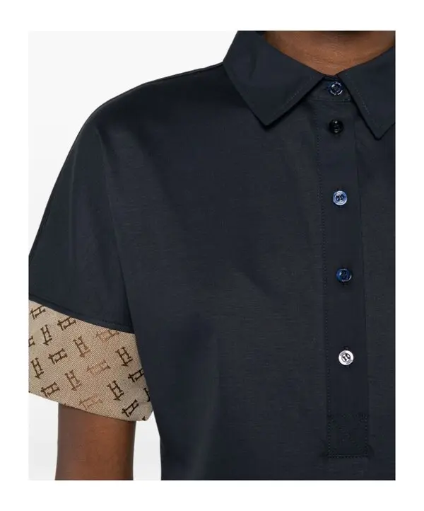Herno Jacquard Trim Polo Top