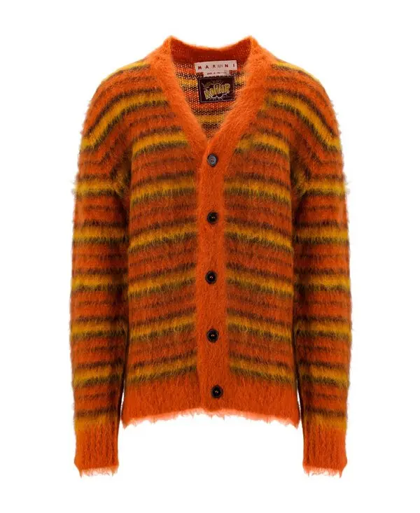 Marni V-neck Striped Knit Cardigan